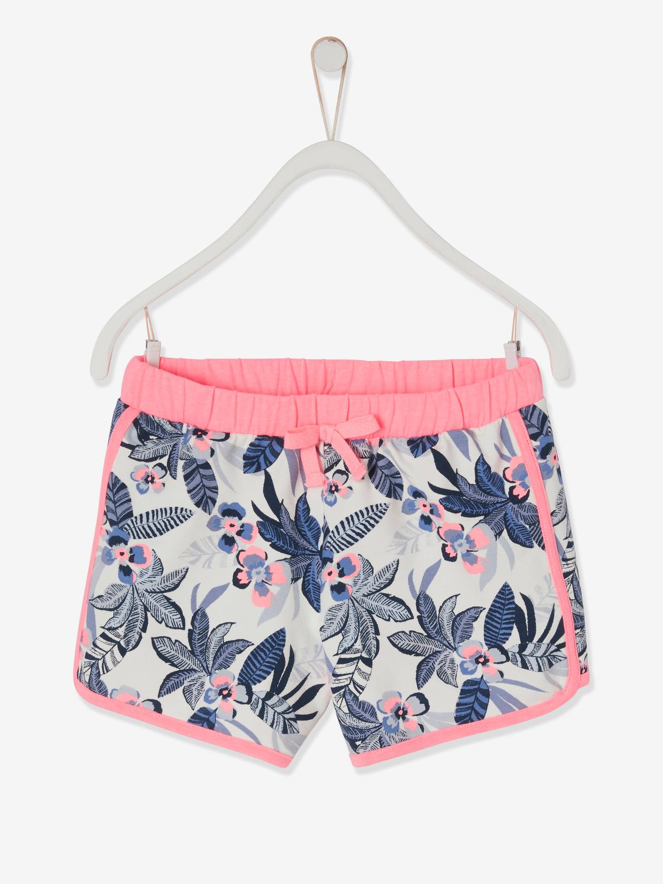 Short de sport imprimé fleurs fille Oeko-Tex® - ivoire imprimé, Fille