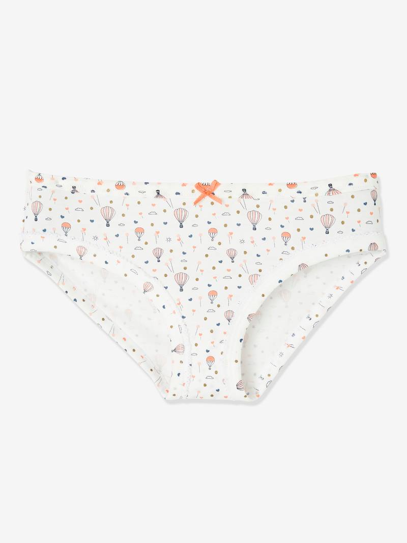 Pack of 5 Fancy Briefs for Girls - white, Girls