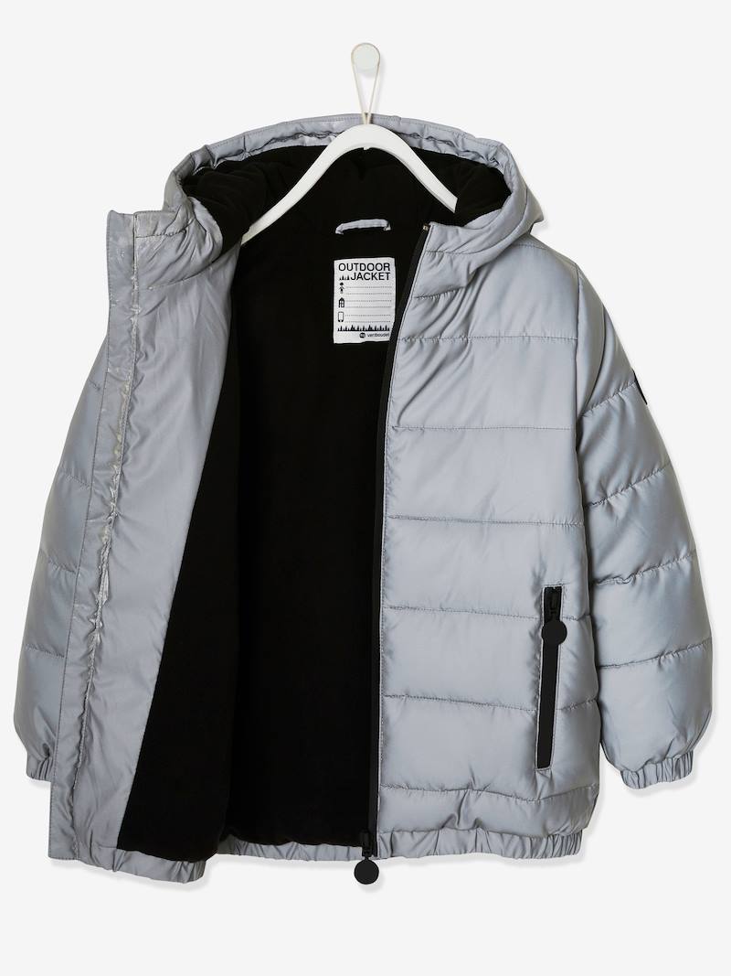 Padded Jacket with Polar Fleece Lined Hood, Reflective Effect ...