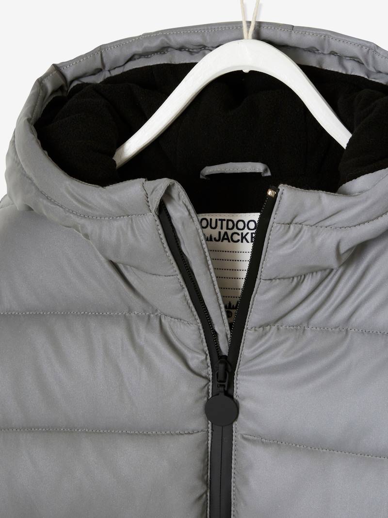 Padded Jacket with Polar Fleece Lined Hood, Reflective Effect ...