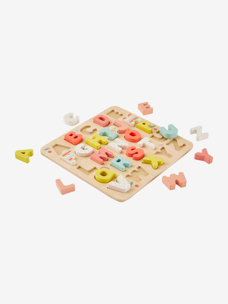 Wooden Alphabet Puzzle Board - FSC® Certified Wood - pink light solid ...