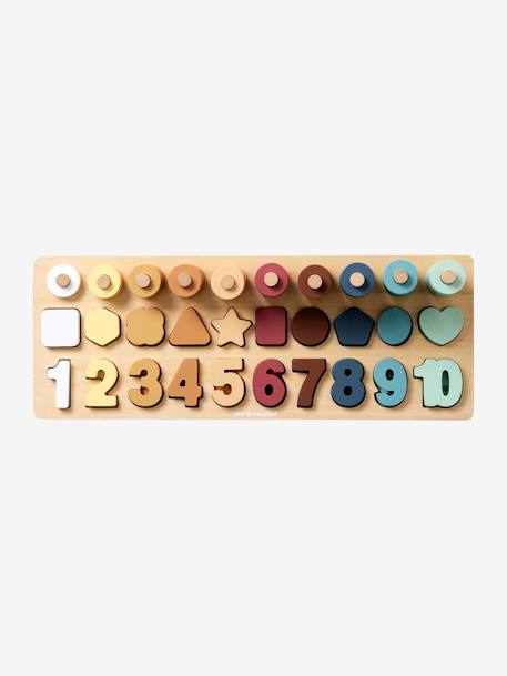 Numbers & Counting Board in FSC® Wood - beige light solid with design, Toys