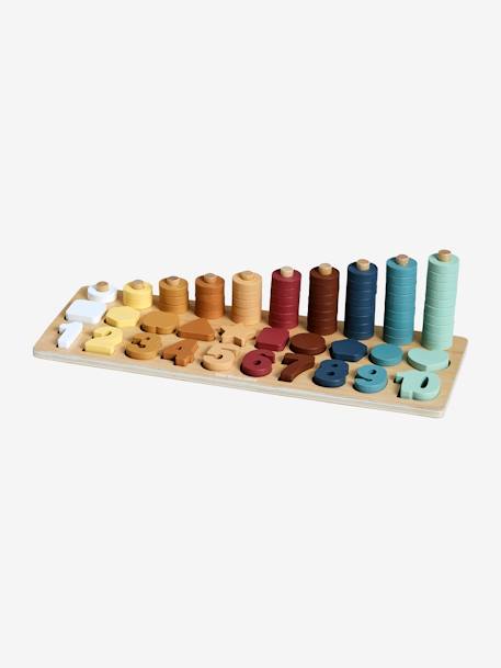 Numbers & Counting Board in FSC® Wood - beige light solid with design, Toys