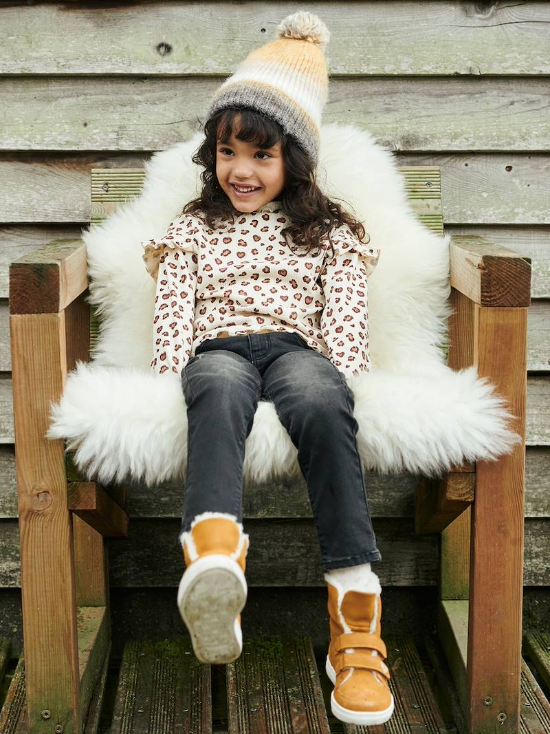 Beanie & Snood Set in Jacquard, for Girls - beige light all over ...
