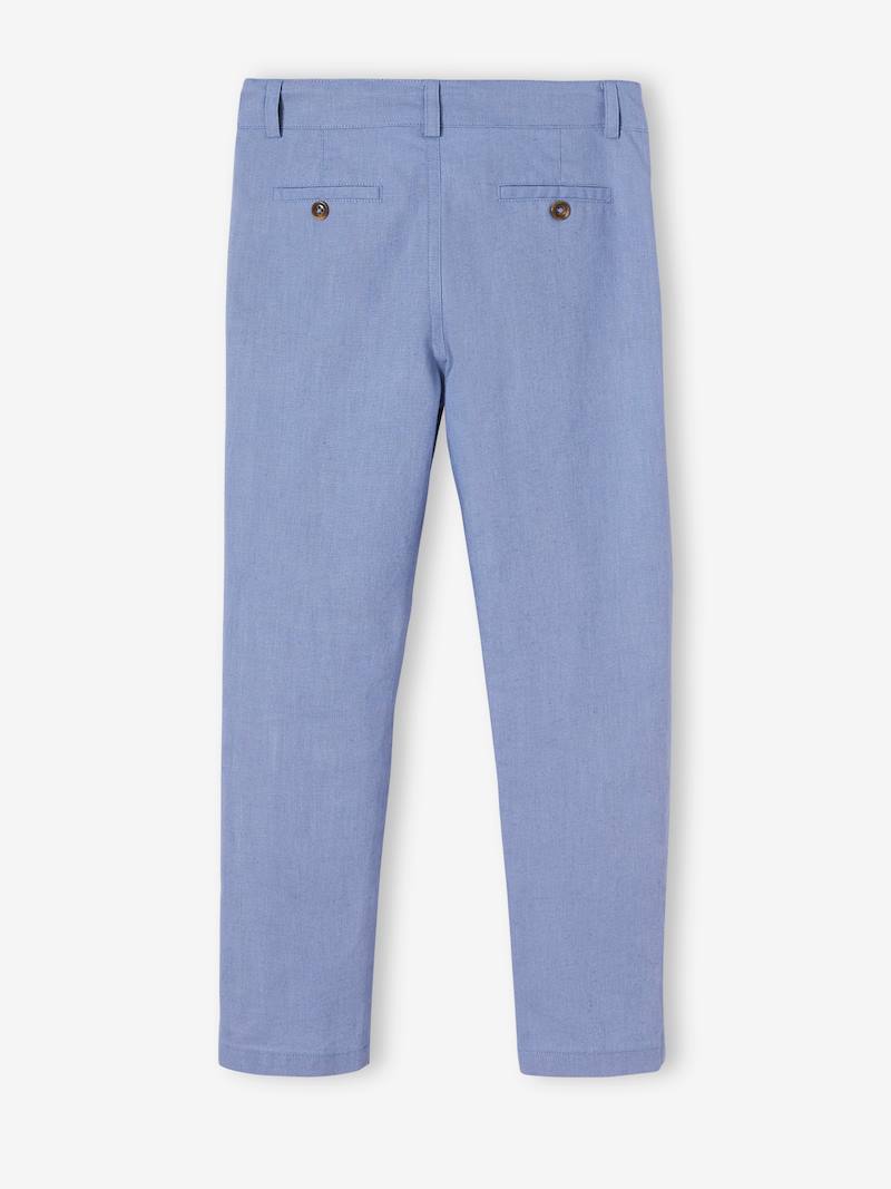 Cotton/Linen Chino Trousers for Boys - blue, Boys