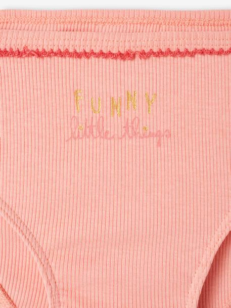 Pack of 5 Fancy Briefs in Rib Knit for Girls - nude pink, Girls