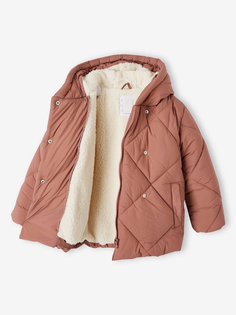 Padded Coat with Hood & Sherpa Lining for Girls - blush, Girls
