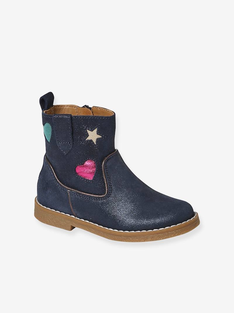 Leather Boots for Girls, Designed for Autonomy - navy blue, Shoes