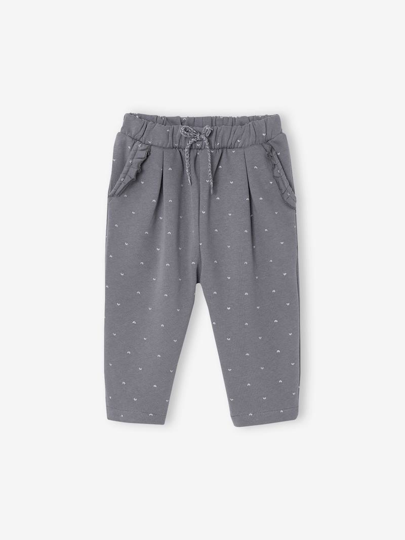 Fleece Trousers for Baby Girls - white medium all over printed, Baby