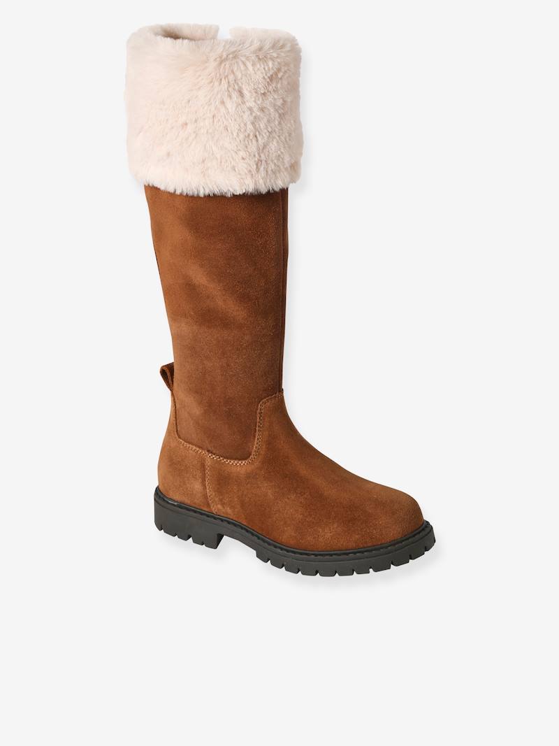 Riding Boots, Furry Lining & Zip, for Girls - brown, Shoes