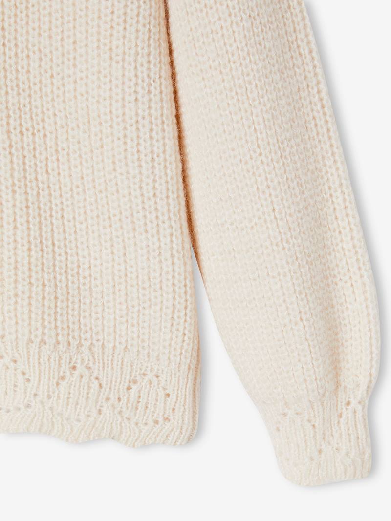 Fancy Jumper with Openwork Collar & Scarf for Girls - rose beige, Girls