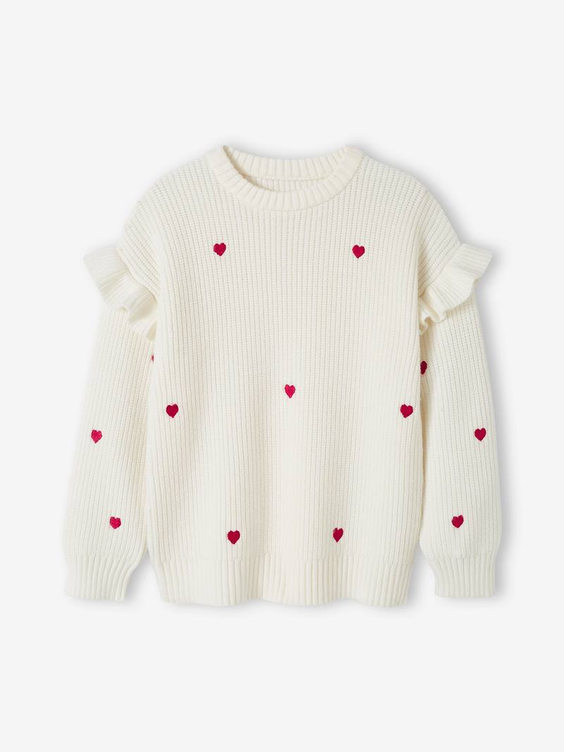 Jumper with Ruffled Sleeves for Girls - ecru, Girls