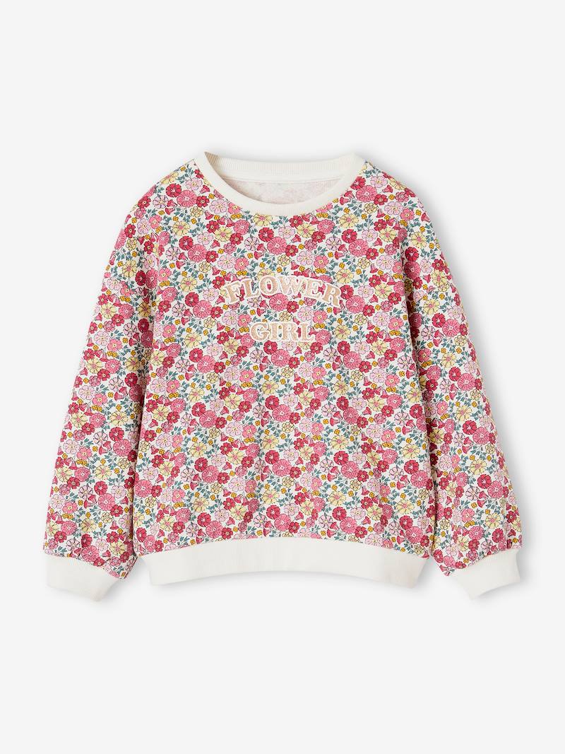 Sweatshirt with Floral Motifs for Girls - rose, Girls