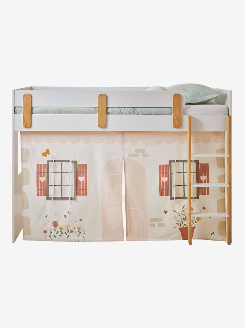 Knight Bed Tent for Medium Height Loft Bed, Everest - printed white