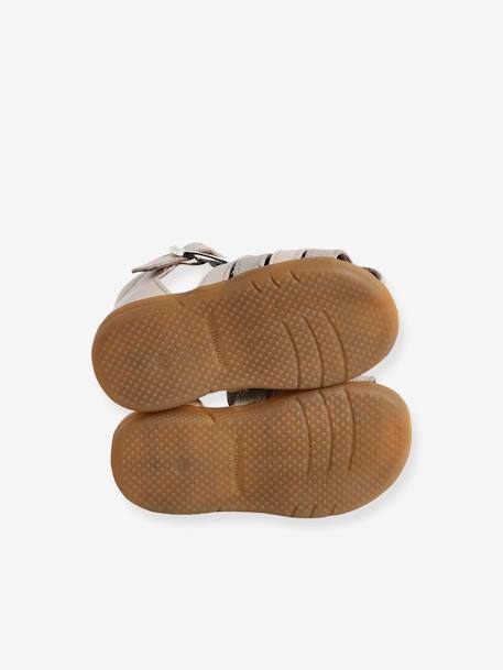Leather Sandals for Baby Girls, Designed for First Steps - iridescent ...