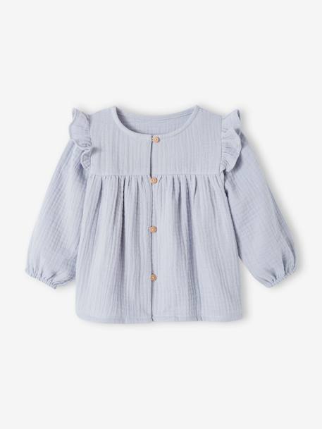 Blouse in Cotton Gauze with Ruffles, for Babies - old rose, Baby