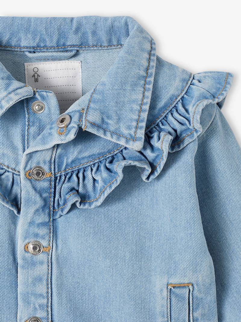 Denim Jacket with Ruffles for Babies - bleached denim, Baby