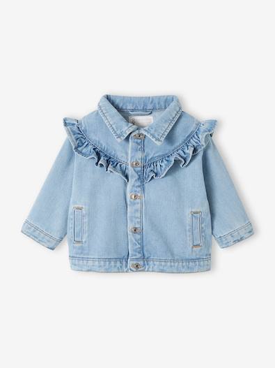 Denim Jacket with Ruffles for Babies - bleached denim, Baby
