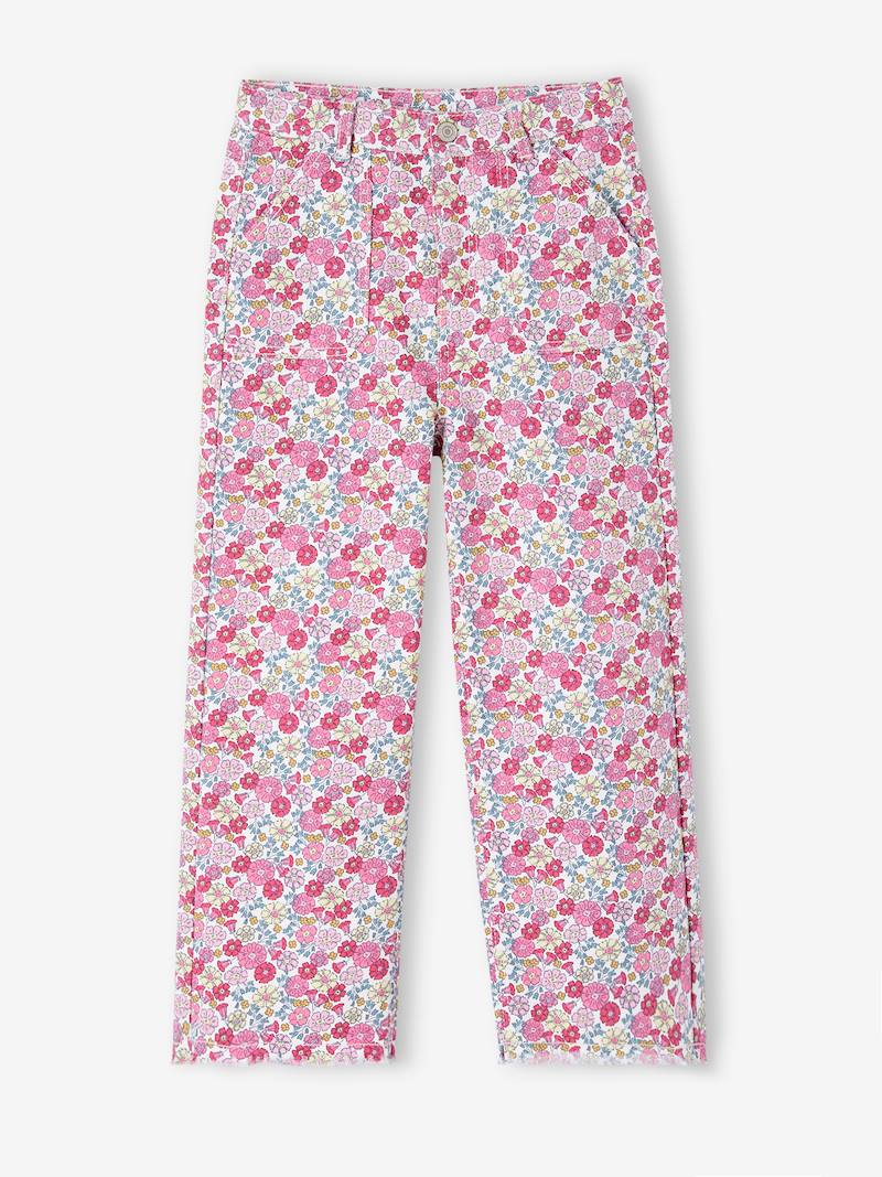 Wide Floral Trousers for Girls - rose, Girls