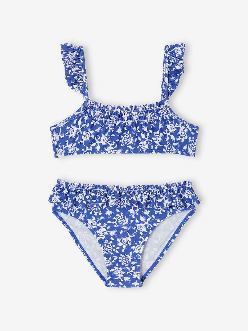 Floral Bikini for Girls, Team Famille Collection - printed blue, Girls