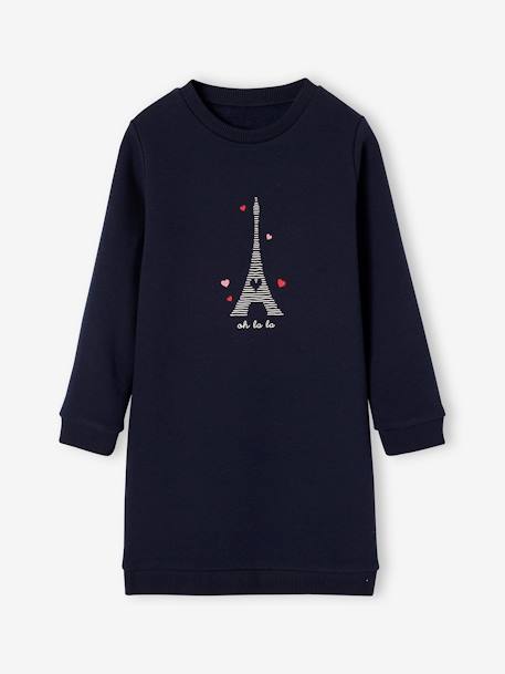 Basics Dress in Fleece for Girls - navy blue, Girls