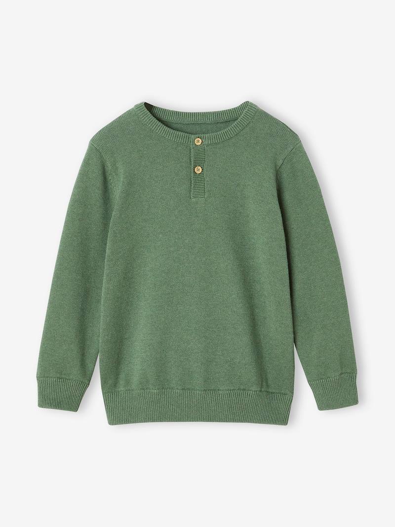 Top with Grandad-Style Neckline, for Boys - marl green, Boys