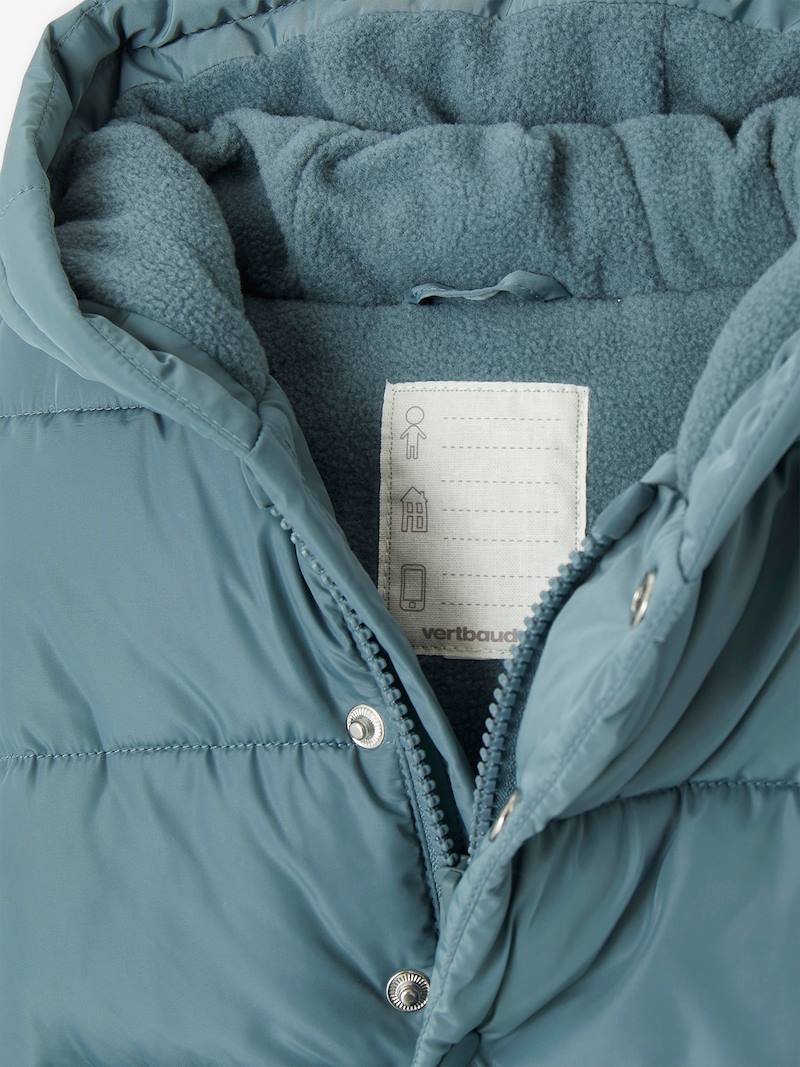 Padded Jacket with Hood & Polar Fleece Lining for Babies - grey blue, Baby