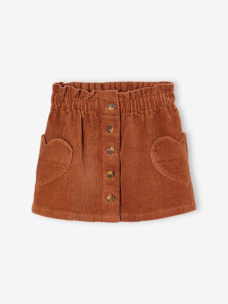 Corduroy Skirt with Heart Pockets for Girls - mauve, Girls