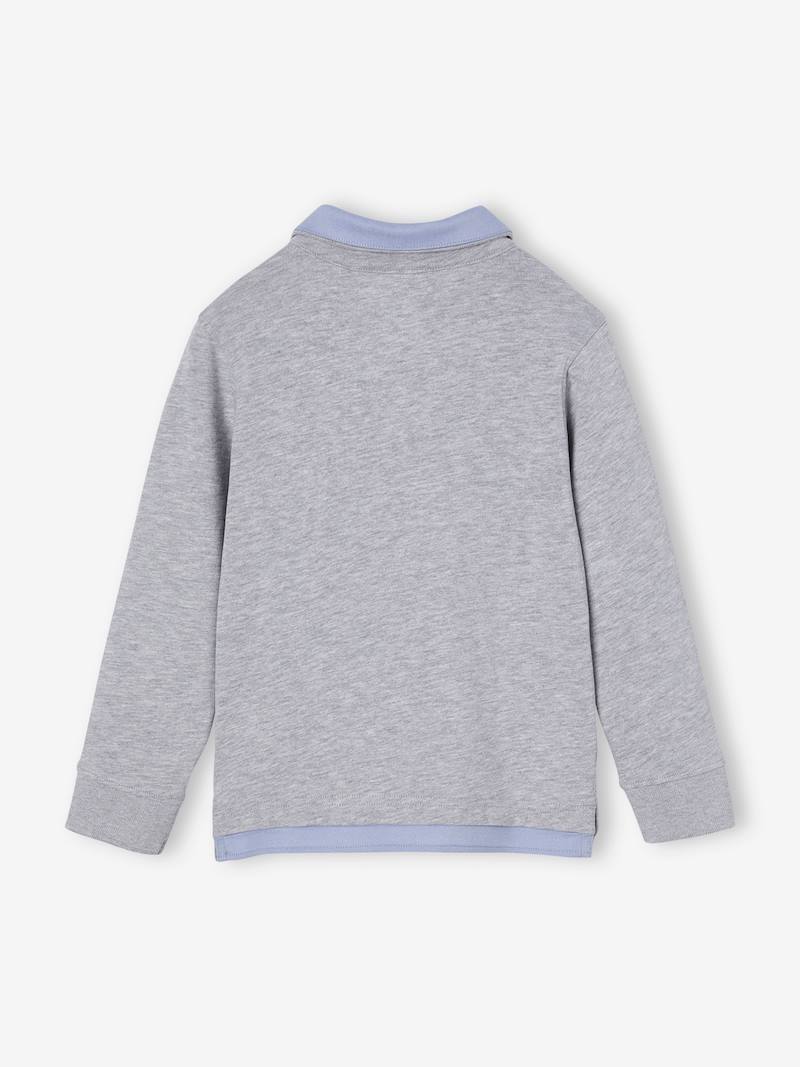 Striped 2-in-1 Effect Polo Shirt, for Boys - navy blue, Boys