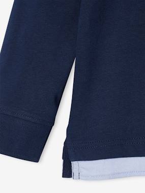 Striped 2-in-1 Effect Polo Shirt, for Boys - navy blue, Boys