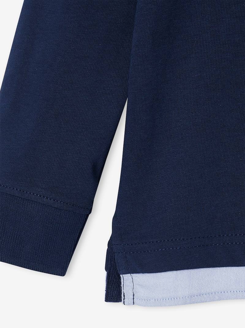 Striped 2-in-1 Effect Polo Shirt, for Boys - navy blue, Boys