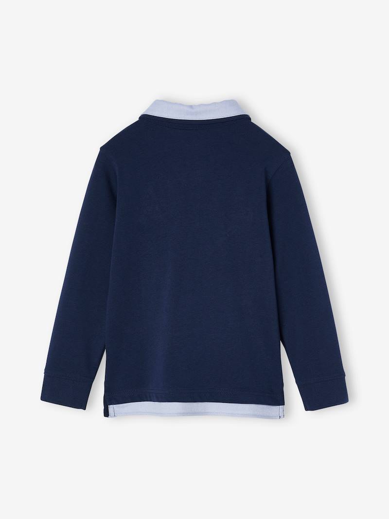 Striped 2-in-1 Effect Polo Shirt, for Boys - navy blue, Boys