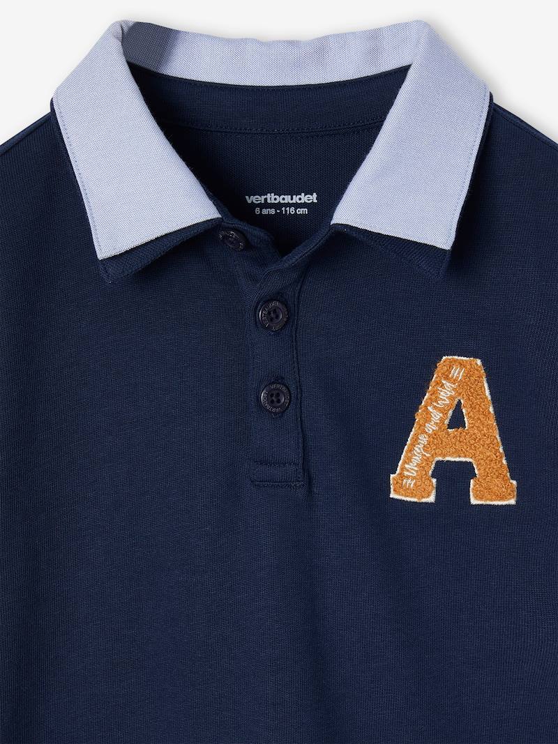 Striped 2-in-1 Effect Polo Shirt, for Boys - navy blue, Boys