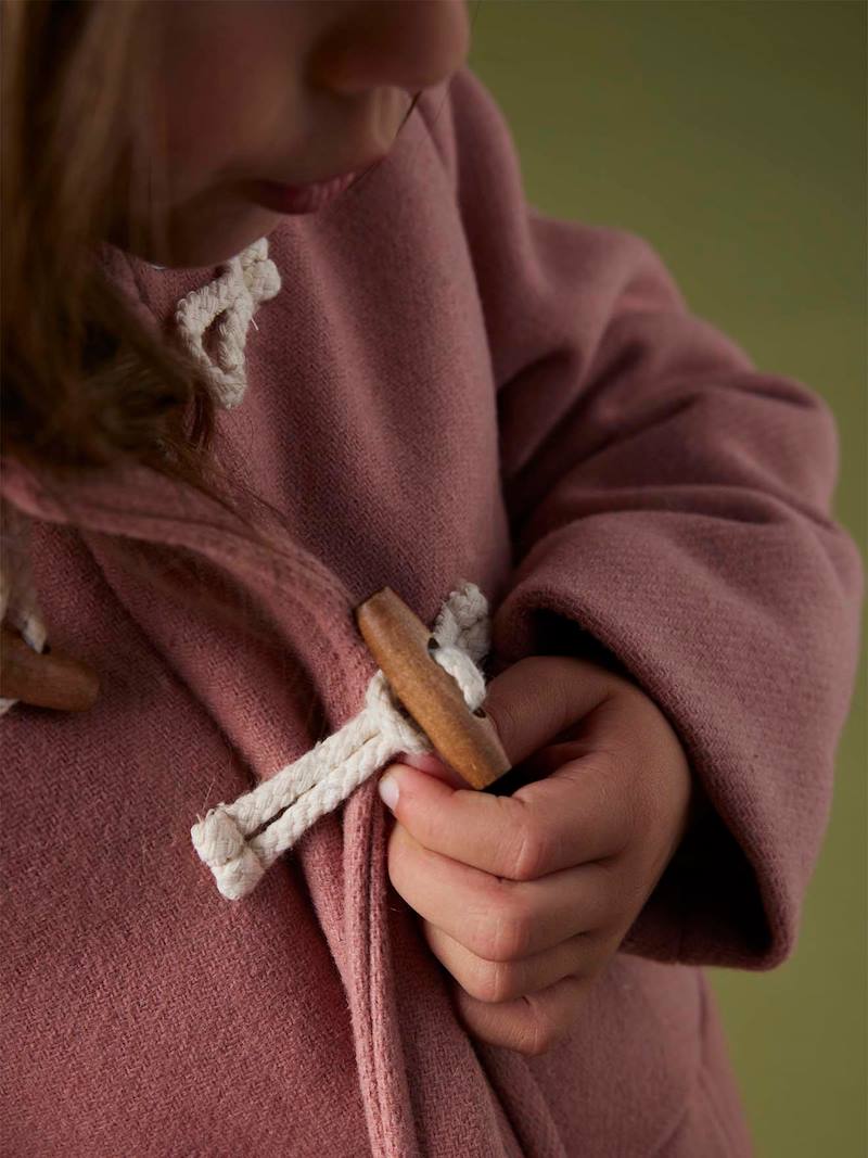 Hooded Duffel Coat with Toggles, in Woollen Fabric, for Girls - blush ...