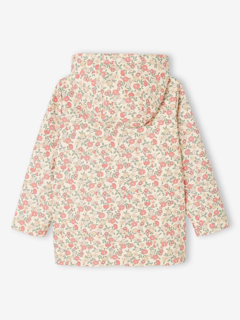 Printed hooded raincoat for girls - pale pink, Girls