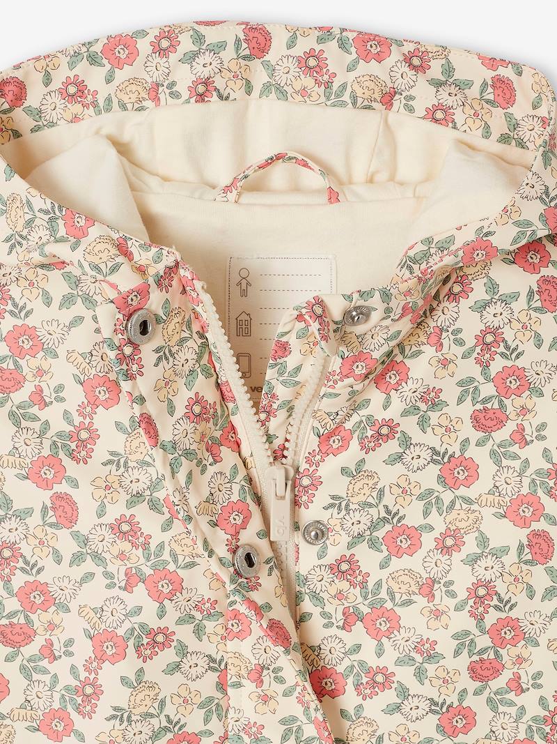 Printed hooded raincoat for girls - pale pink, Girls
