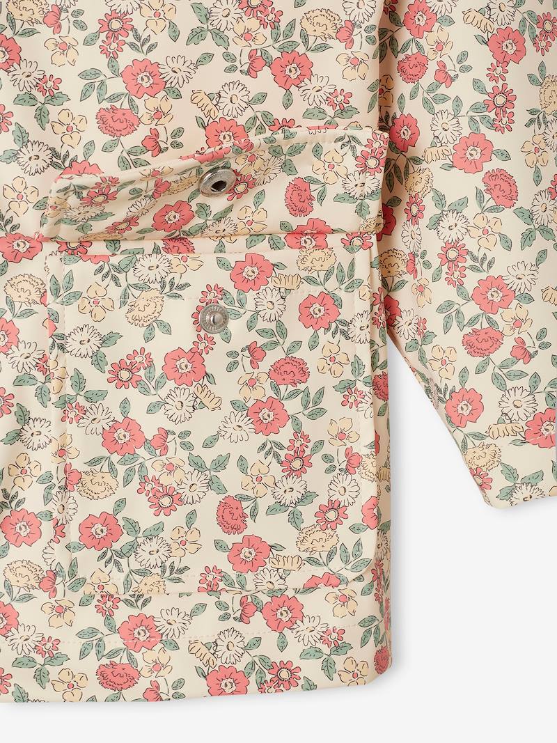 Printed hooded raincoat for girls - pale pink, Girls