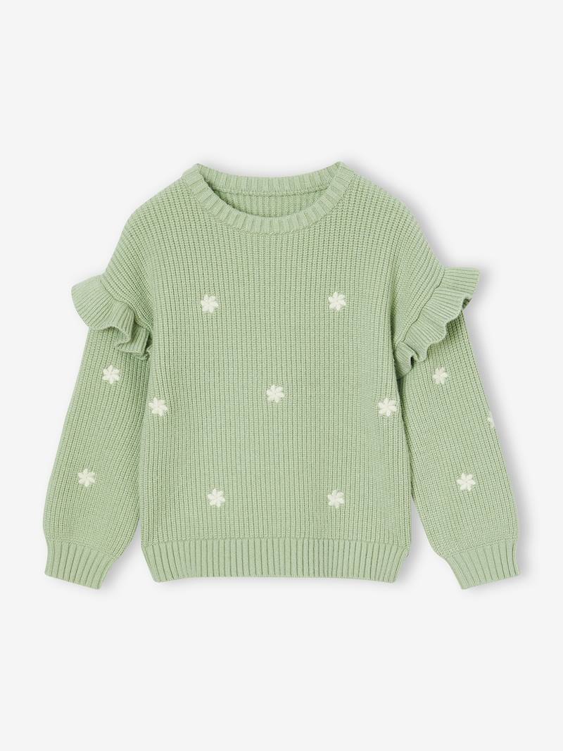 Jumper with Ruffled Sleeves for Girls - ecru, Girls