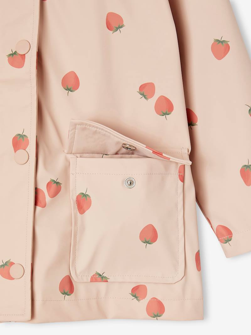 Printed hooded raincoat for girls - pale pink, Girls