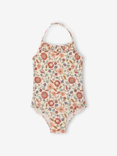 One-Piece Swimsuit, Ties at the Neck, for Girls - ecru, Girls