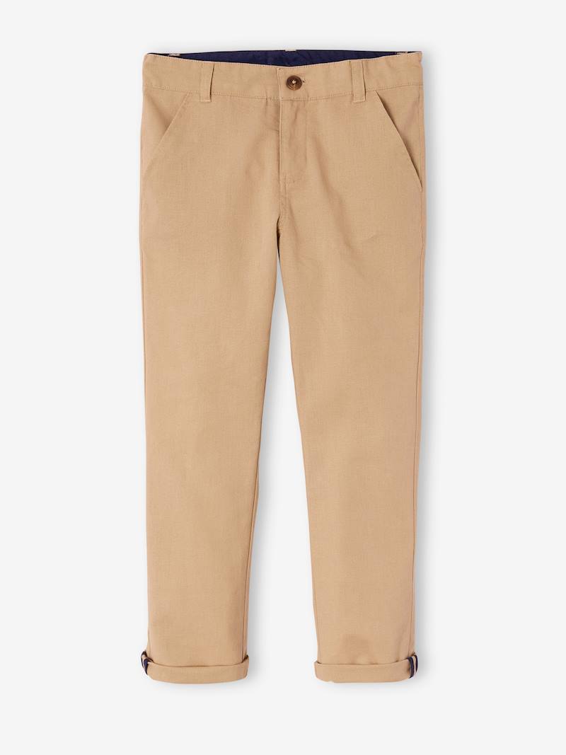 Cotton/Linen Chino Trousers for Boys - blue, Boys