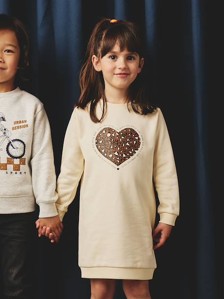 Basics Dress in Fleece for Girls - ecru, Girls